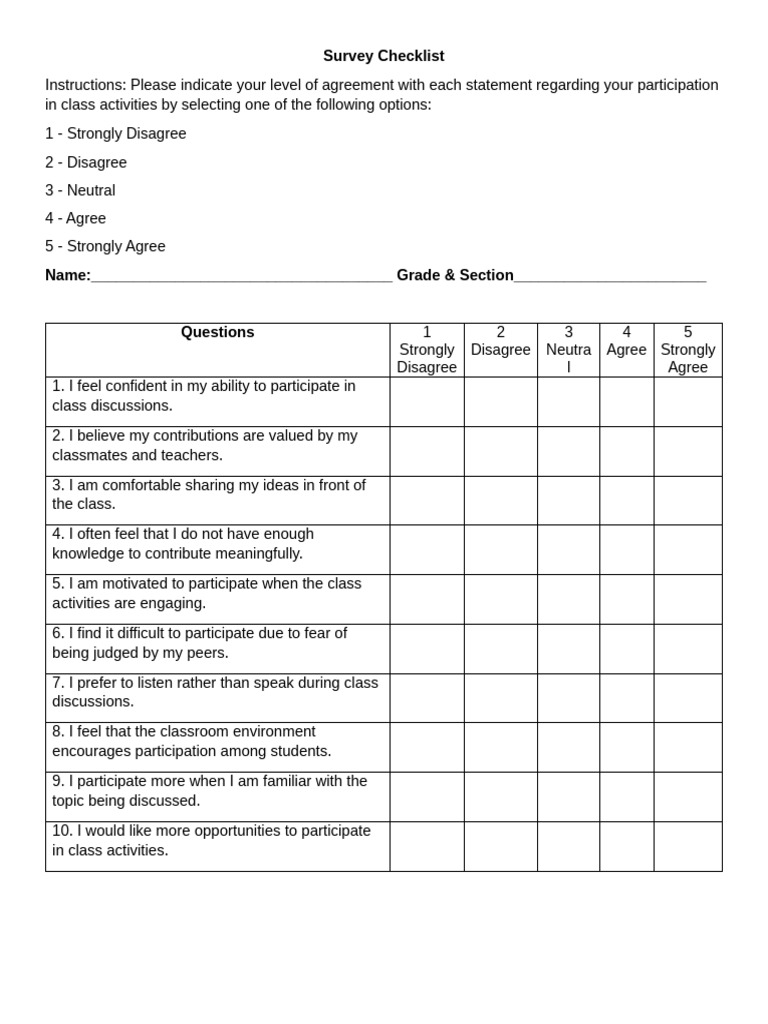 Survey Checklist For AR | PDF