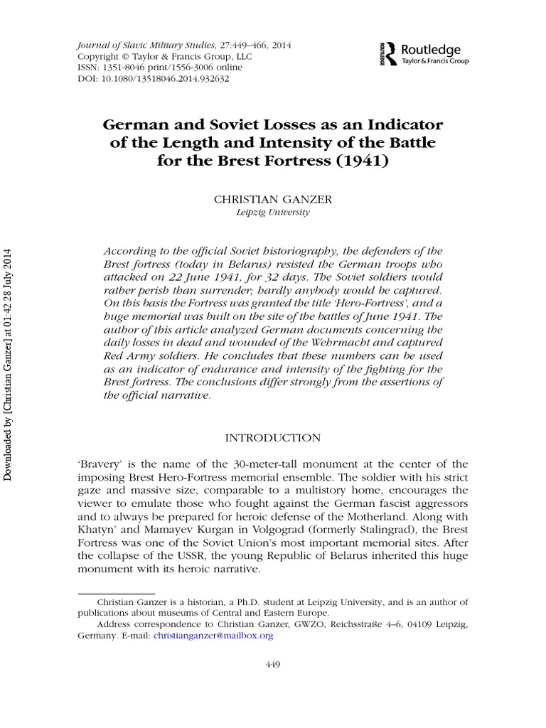 German and Soviet Losses As An Indicator | PDF | Soviet Union | World ...