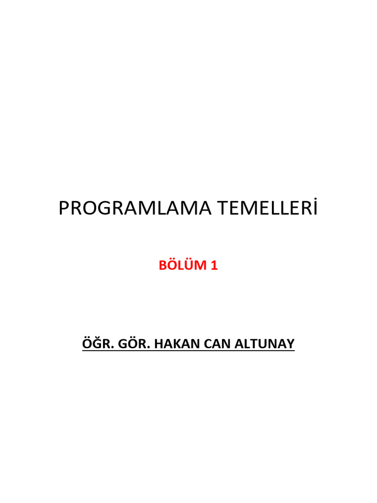 Programlama Temelleri BÖLÜM 1 | PDF