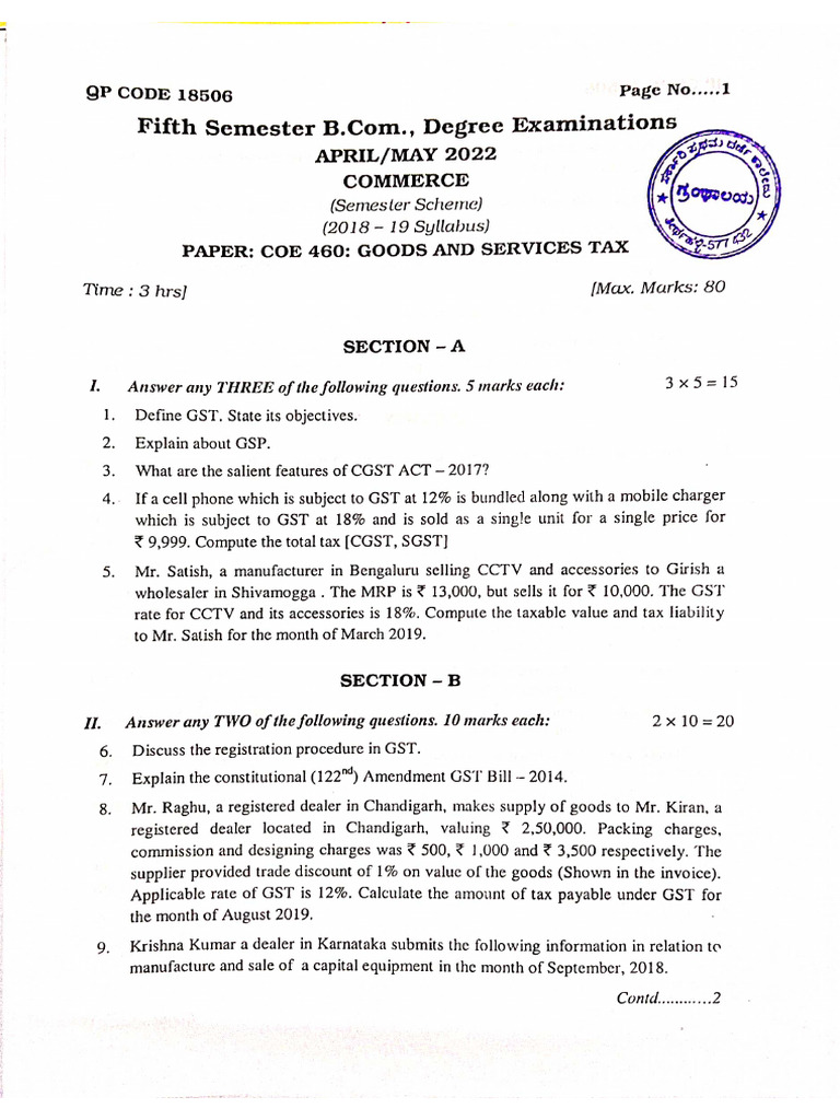 5th B Com SEM QP 2022 | PDF