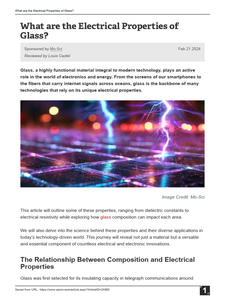 Electrical Conductivity of Glass Explained | PDF | Glasses | Dielectric