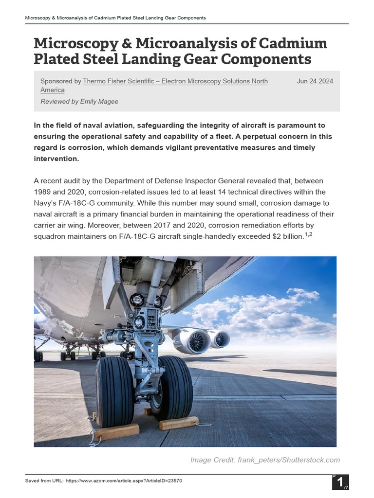 Microscopy Microanalysis of Cadmium Plated Steel Landing Gear ...