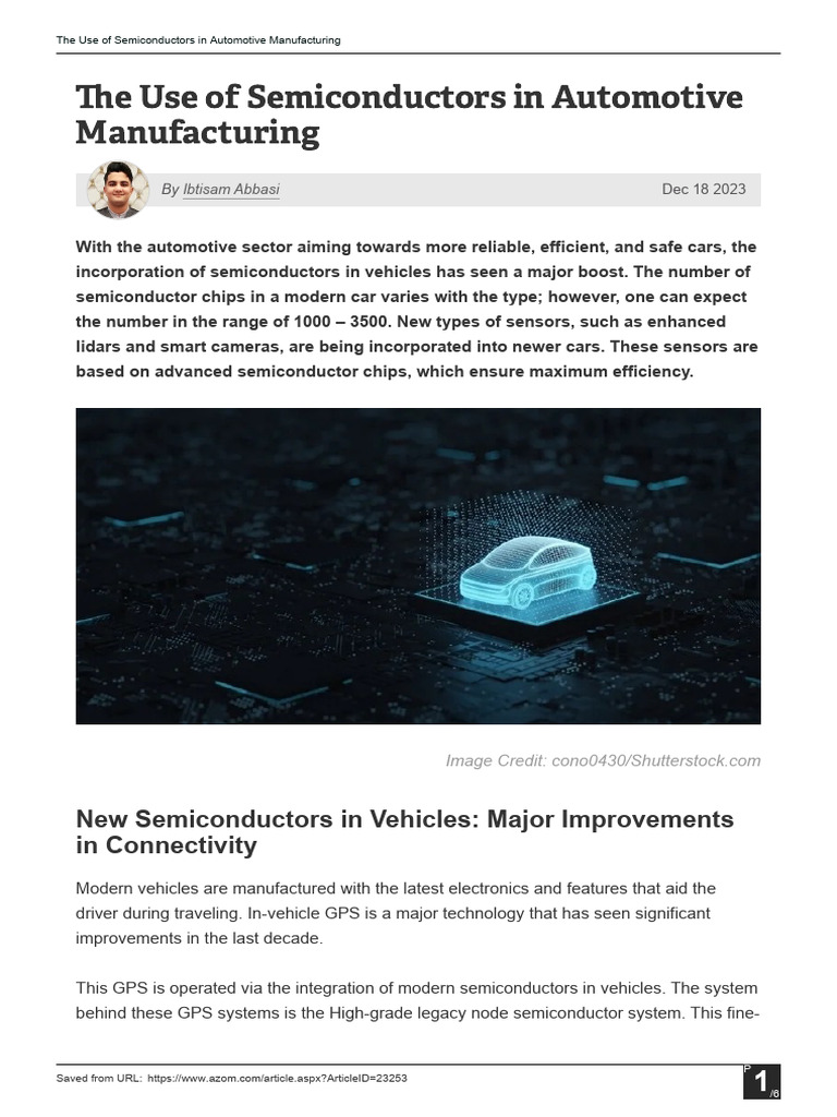Semiconductors in Automotive Manufacturing | PDF | Electric Vehicle ...