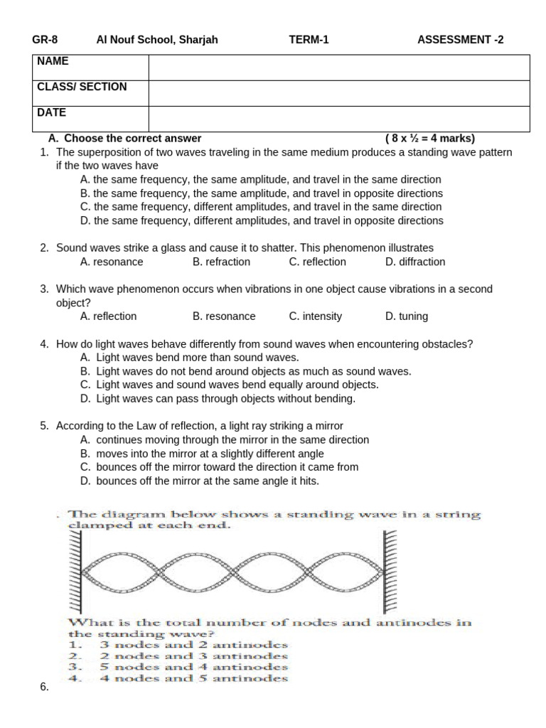GR-8 TERM1 ASSESSMENT -2 (2024-2025) | PDF | Waves | Radio Wave