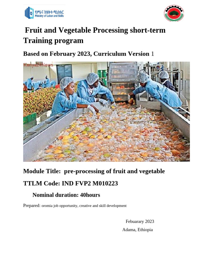 TTLM FVP Pre Processing | PDF | Vegetables | Pallet