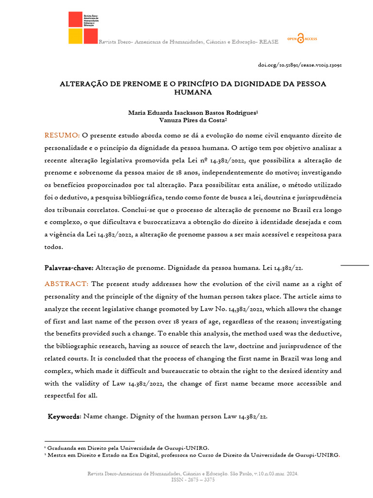 ALTERAÇÃO+DE+PRENOME+E+O+PRINCÍPIO+DA+DIGNIDADE+DA+PESSOA+H | PDF ...