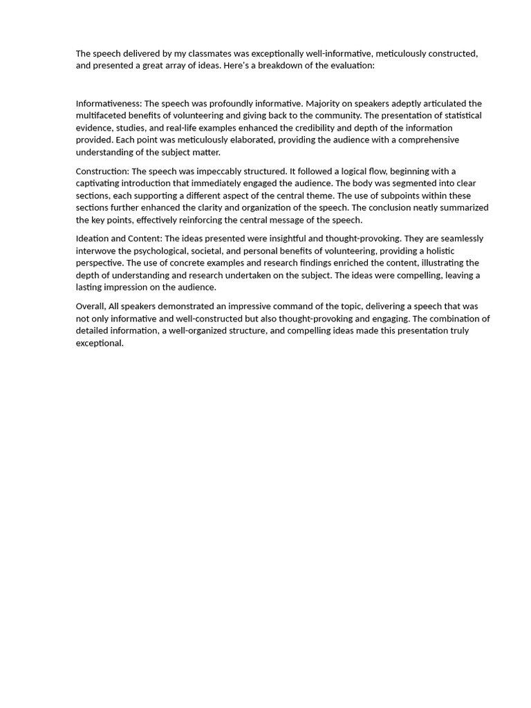 Peer Speech Assesment | PDF