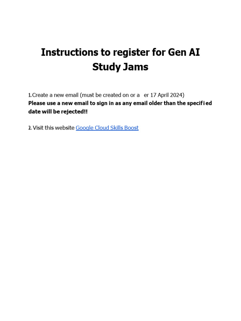 Register for Gen AI Study Jams 2025 | PDF