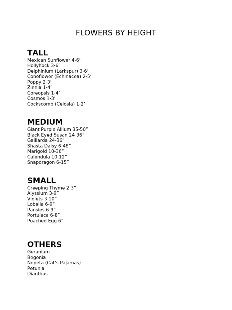 Flowers by Height | PDF