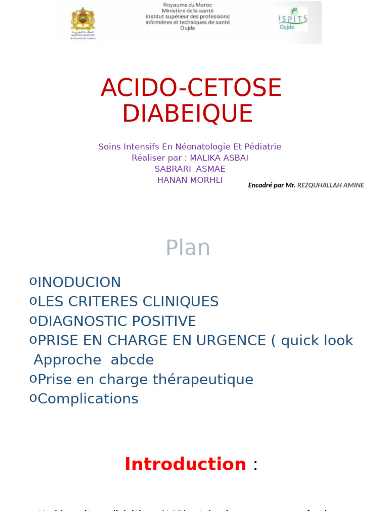 ACIDO-CETOSE DIABEIQUE | PDF | Hypoglycémie | Insuline