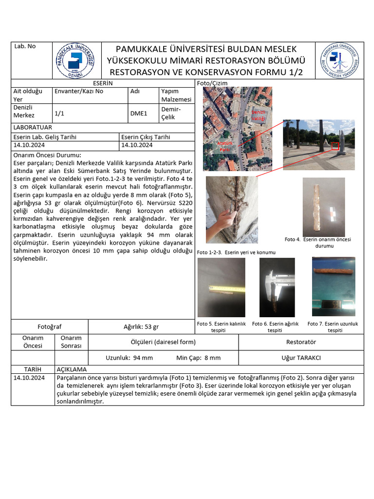 Demir Eser Formu | PDF