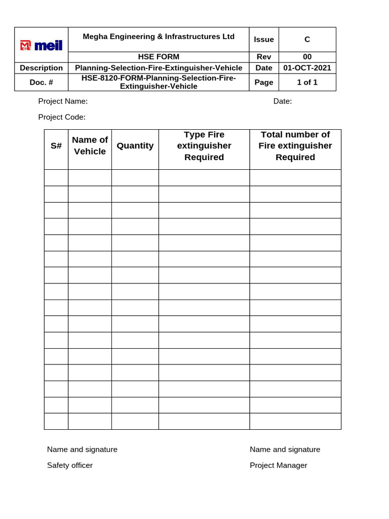 Fire Extinguisher Planning Form | PDF
