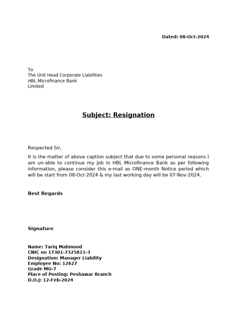 Resignation | PDF