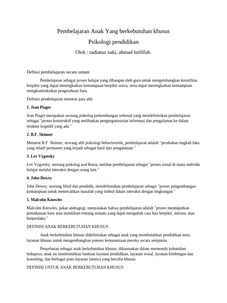 Resume Psikologi Pendidikan | PDF