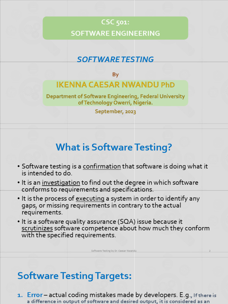 CSC 501-Software Testing | PDF | Software Testing | Systems Thinking