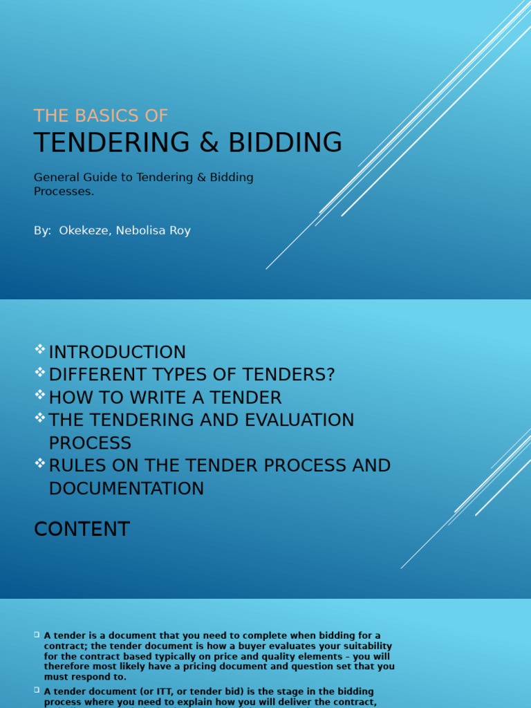 Guide to Tendering and Bidding Basics | PDF | Business