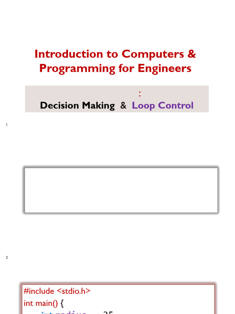 EE171 Lecture 5 Decision-Making Loop-Statements | PDF | Control Flow | Software Engineering