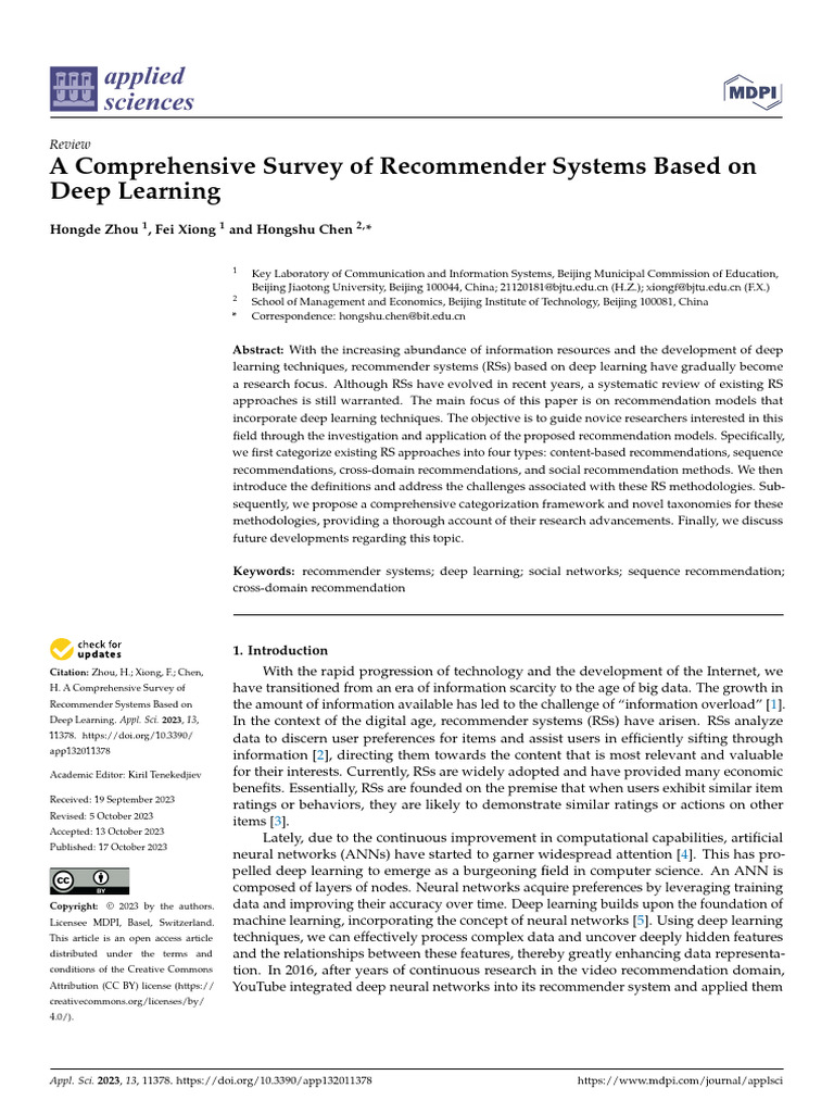 A Comprehensive Survey of Recommender Systems Based on Deep Learning | PDF | Artificial Neural ...