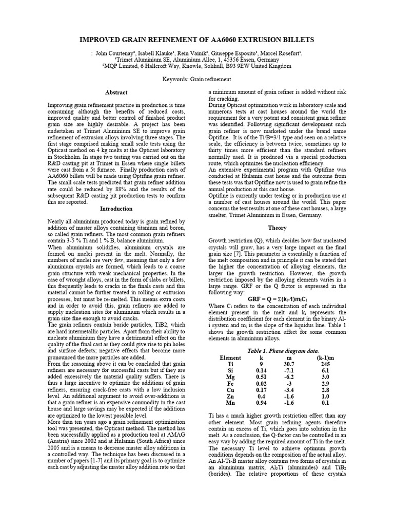 Improved Grain Refinement TMS 2014 Graphs in Colour | PDF | Aluminium | Titanium