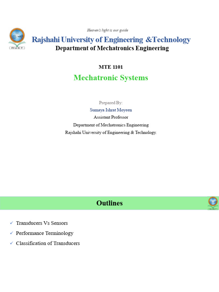 Lecture-5 (Sumaya) - Updated | PDF | Accuracy And Precision | Sensor