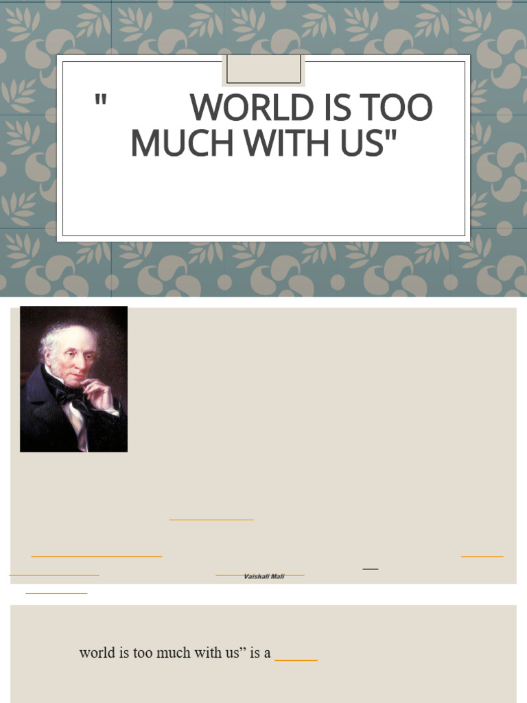Wordsworth's "The World Is Too Much With Us" | PDF | Sonnets | Poetry