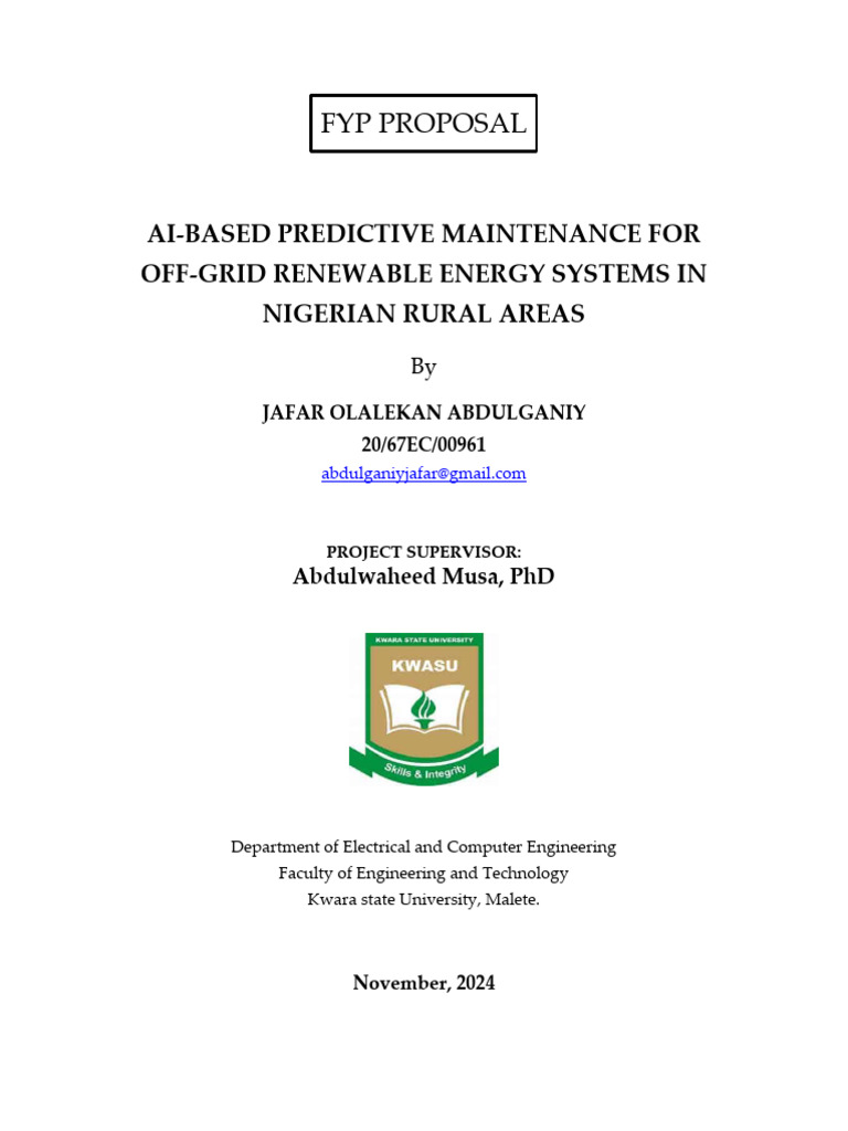 FYP Proposal Jafar Abdulganiy 20 - 67EC - 00961 | PDF | Off The Grid ...