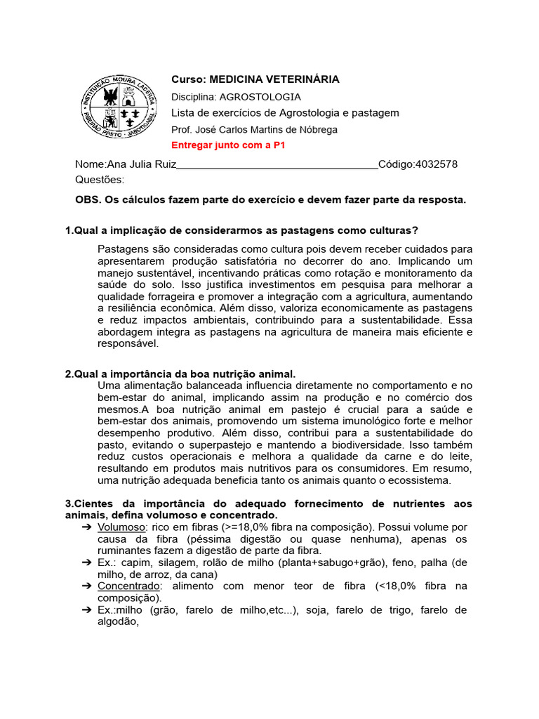 agrostologia trab. | PDF | Agricultura