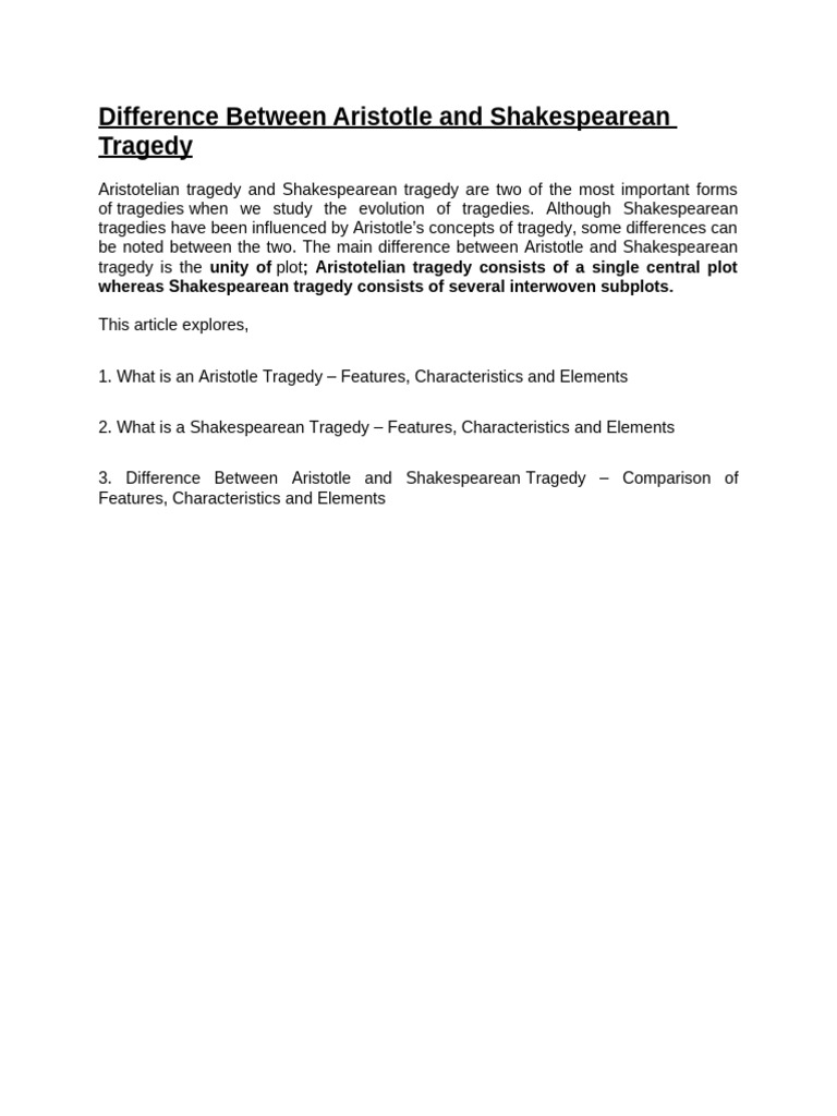 Difference Between Aristotle and Shakespearean Tragedy 01 | PDF ...