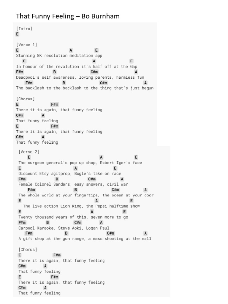 That Funny Feeling (Bo Burnham) | PDF