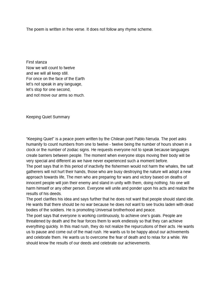 Keeping Quiet,,brief Explanation | PDF