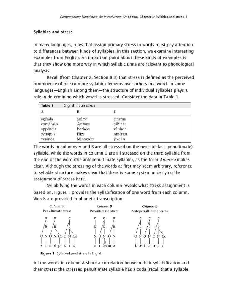 Chapter 3 - Syllables and Stress | PDF | Syllable | Stress (Linguistics)