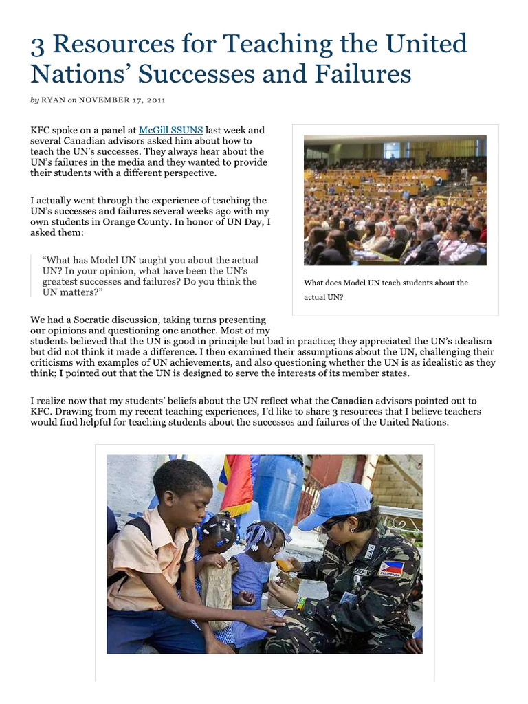 UN Successes and Failures | PDF
