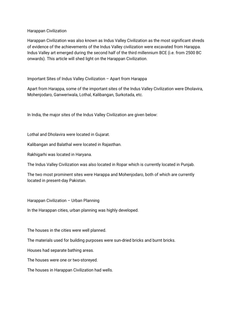 Harappan Civilization Overview | PDF