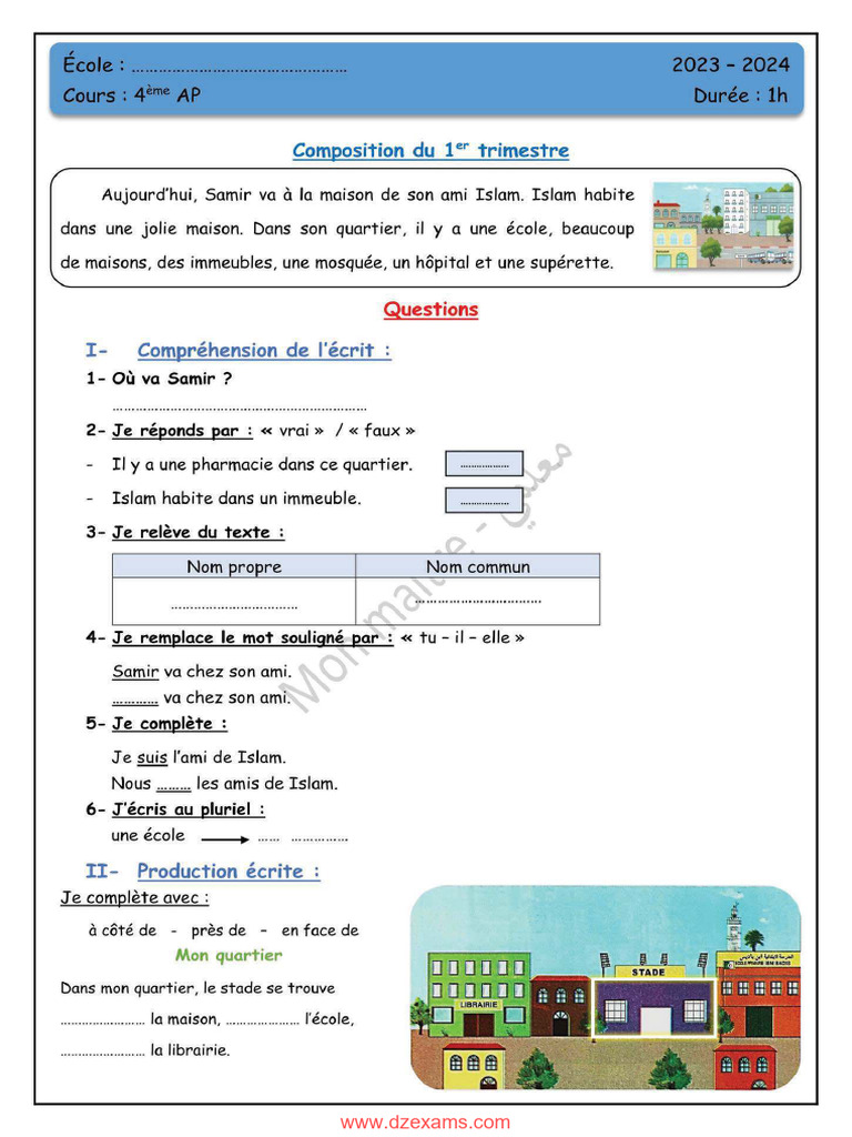 Dzexams 4ap Francais 265429 | PDF