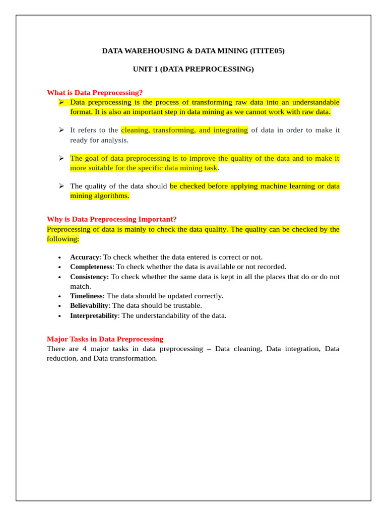 Data Preprocessing in Data Mining | PDF | Principal Component Analysis | Eigenvalues And ...