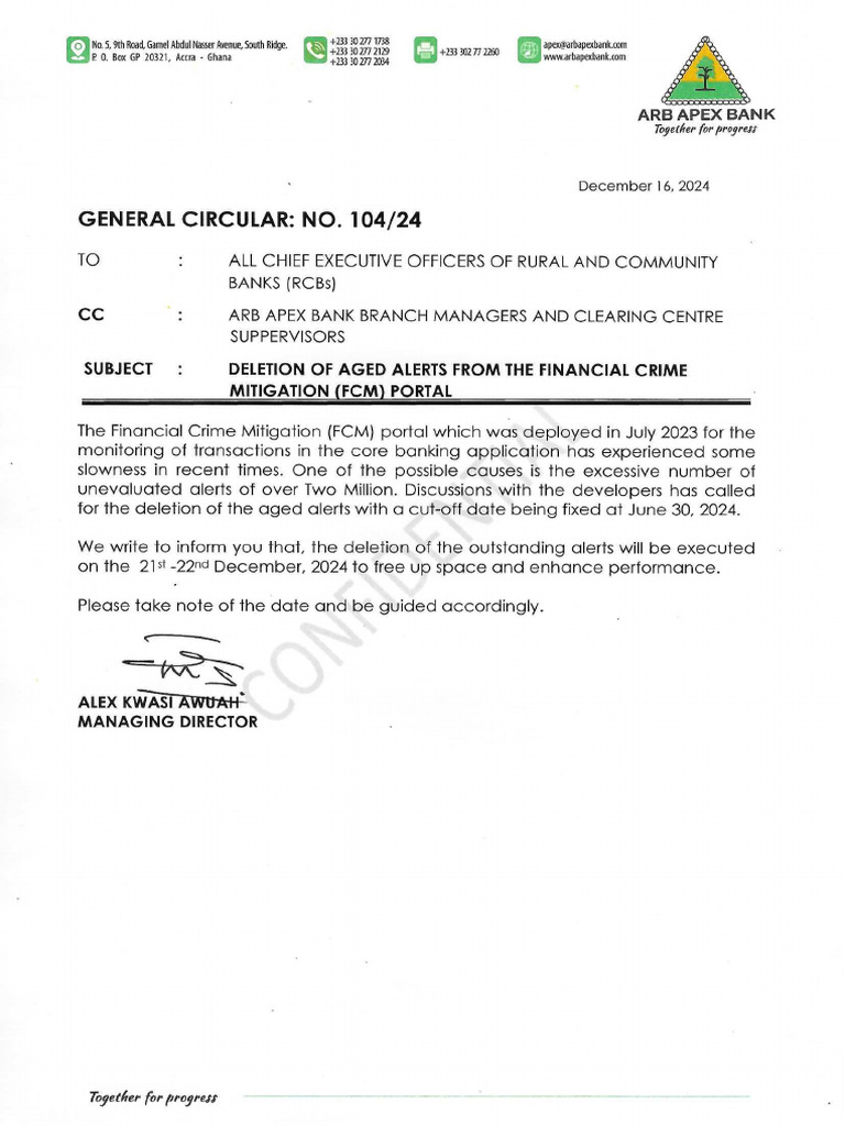 General Circular No. 104-24 Deletion of Aged Alerts From The Financial Crime Mitigation FCM ...