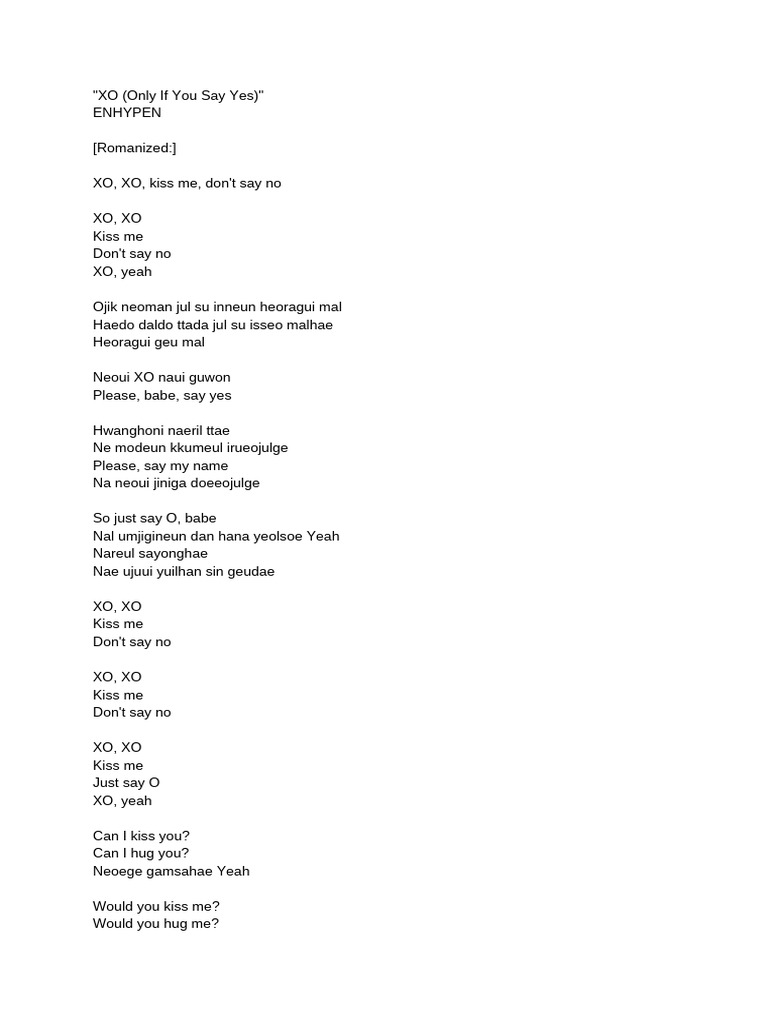 XO (Only If You Say Yes) | PDF