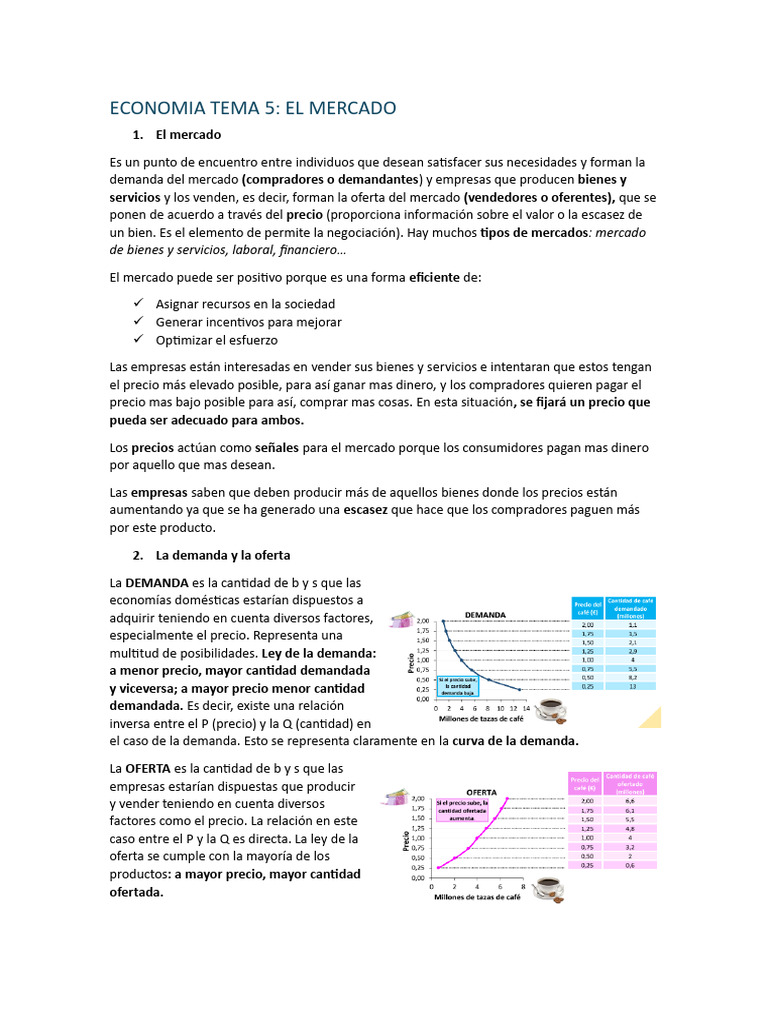 Eco Tema 5 | PDF | Oferta (economía) | Mercado (economía)