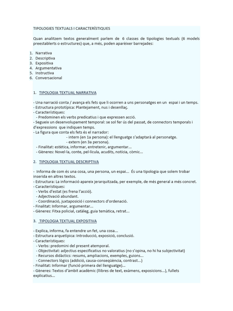 Tipologies Textuals I Característiques | PDF
