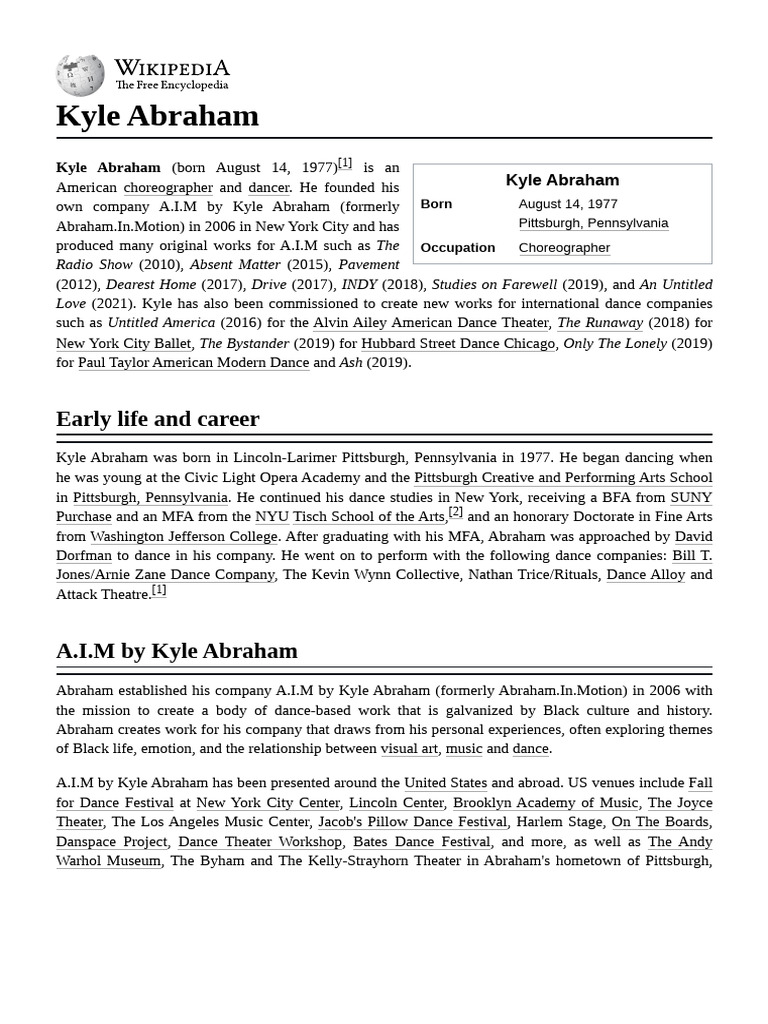 Kyle_Abraham | PDF | Dances | Performing Arts