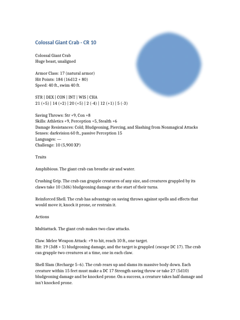 Colossal Giant Crab | PDF