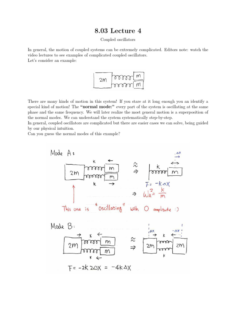 Coupled Oscillations | PDF | Normal Mode | Physics