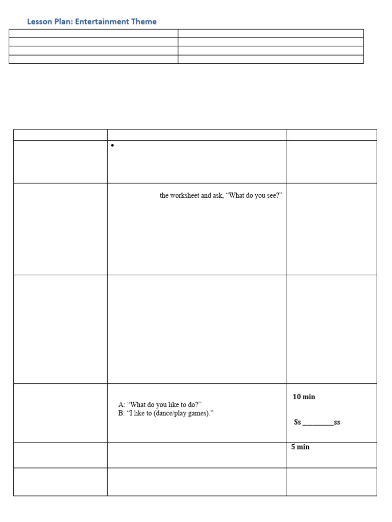 Lesson_Plan_Entertainment worksheets | PDF | Lesson Plan | Vocabulary
