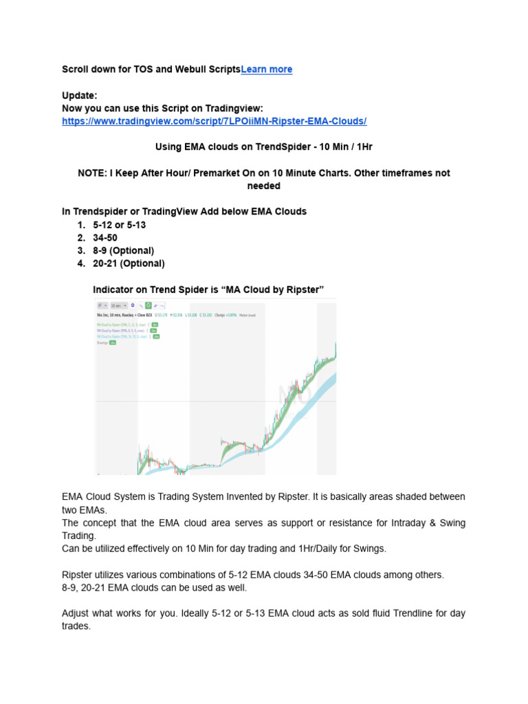 EMA Clouds Guide for Traders | PDF | Day Trading | Market Trend