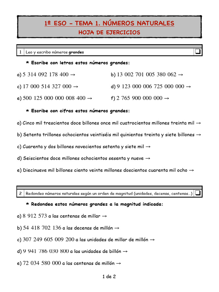 1eso Deberes 1 | PDF