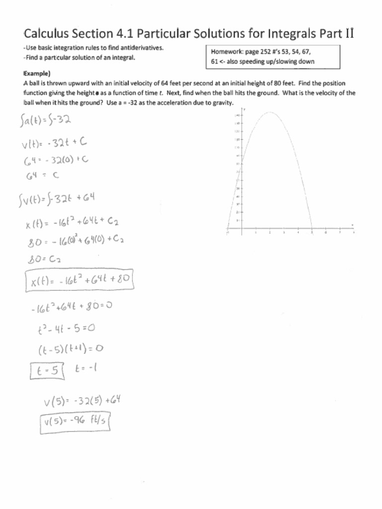 4.1 Particular Solutions For Integrals Part II Notes | PDF