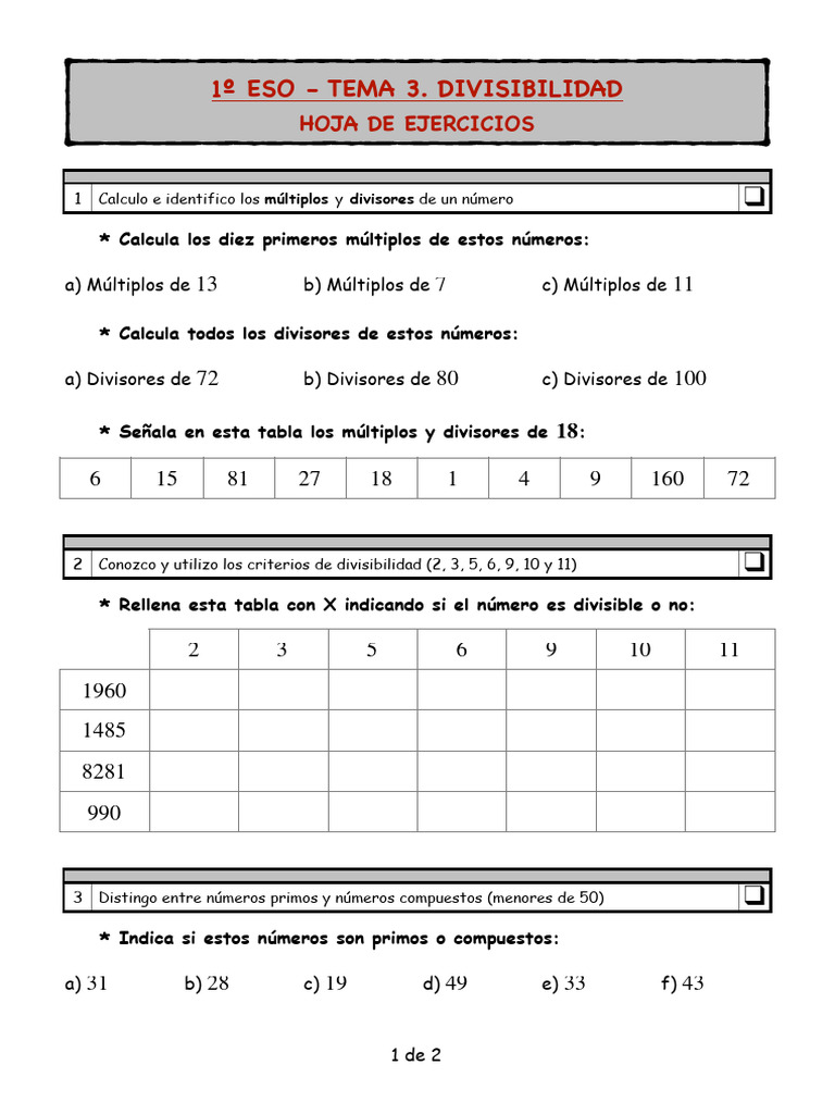 1eso Deberes 3 | PDF | Matemáticas discretas | Matemática Elemental