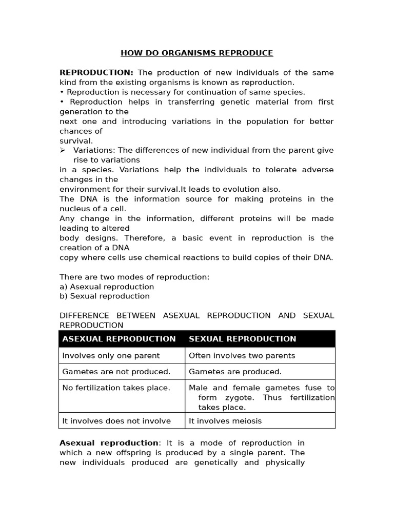c10 How Do Organisms Reproduce Notes - 1 | PDF | Flowers | Reproduction