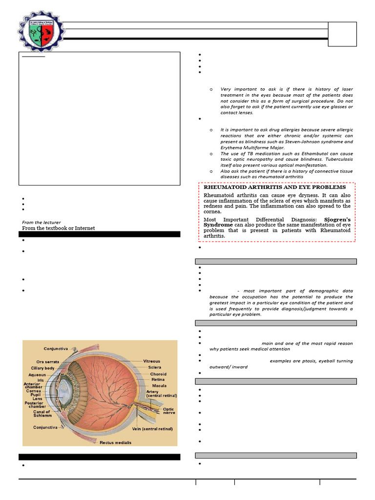 CEVAL_LEC03_Ocular History, Symptomatology and the Basic Eye Exam_K (1 ...