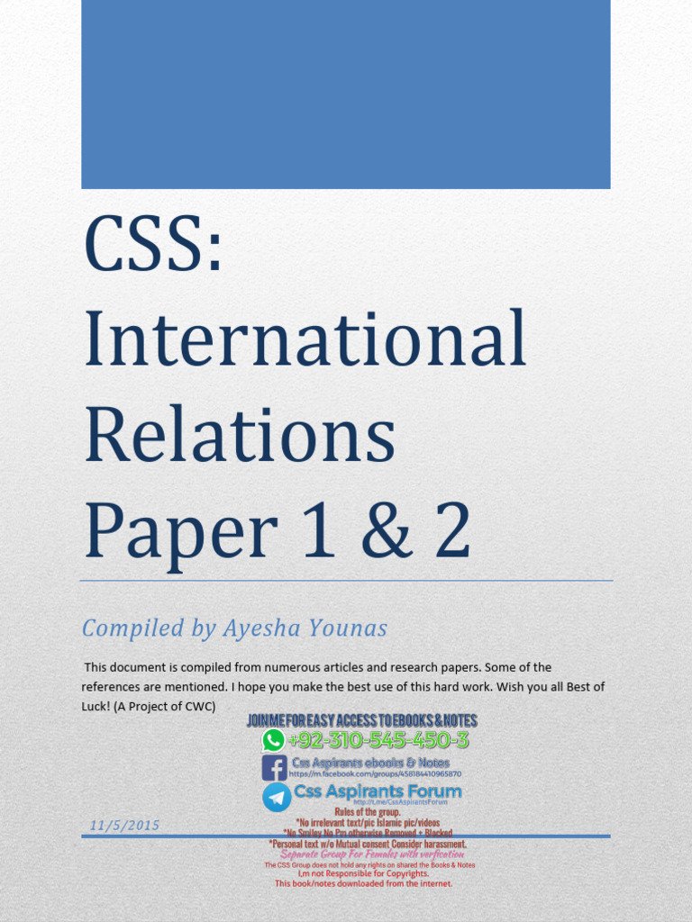 Comprehensive International Relations Notes | PDF | Nuclear ...
